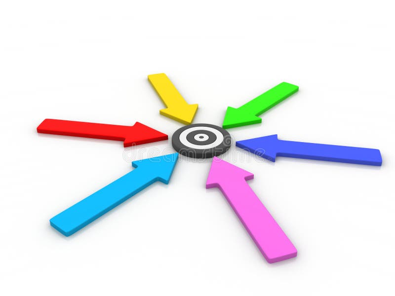 Six Arrow Pointing on Target Stock Illustration - Illustration of ...