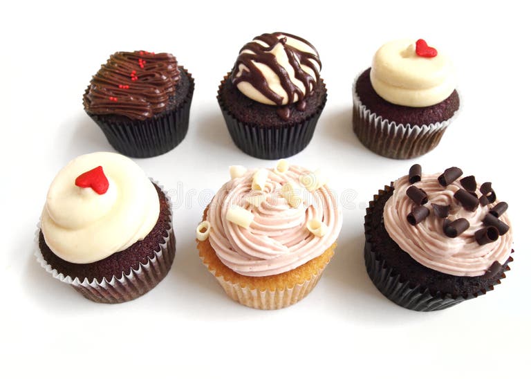 Six assorted cup cakes stock image. Image of beautiful - 21326157