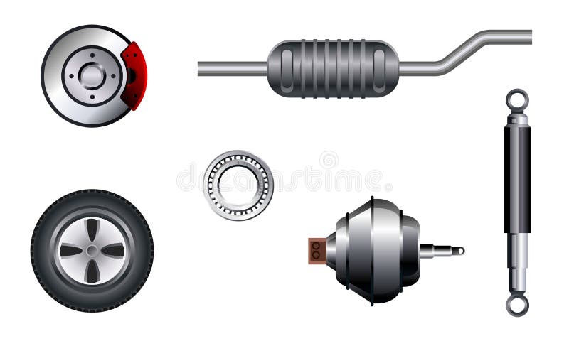 Six auto parts set stock vector. Illustration of symbol - 72403222