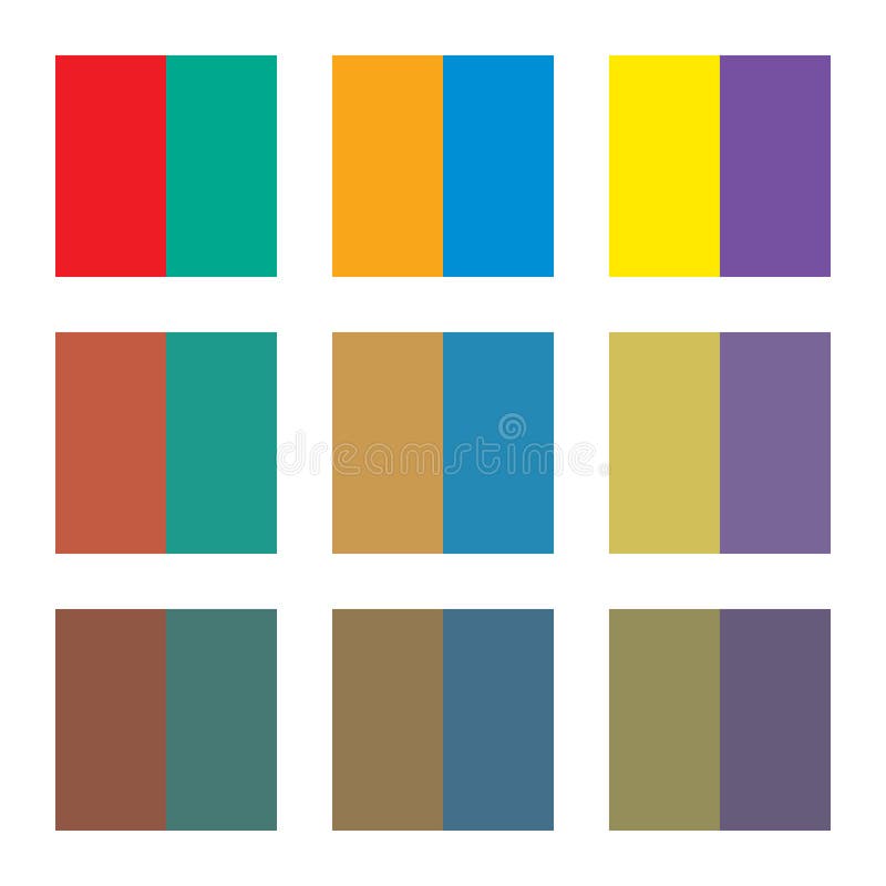 Six Basic Primary Colors, Their Complementary Colors and Their Shades ...