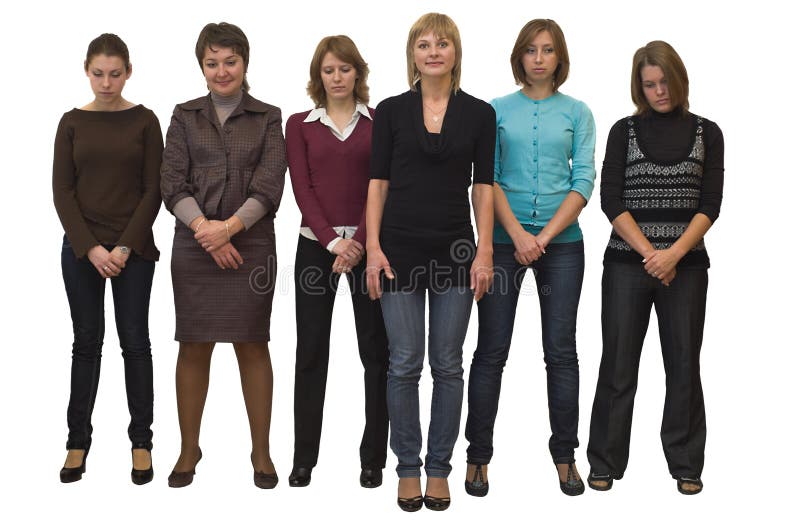 Six Beautiful Girls in Line Stock Photo - Image of female, manager ...