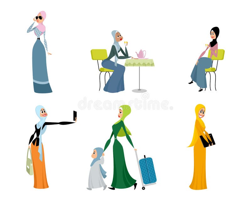 Six Different Arab Women Stock Illustrations, Vecteurs, & Clipart – (10 ...