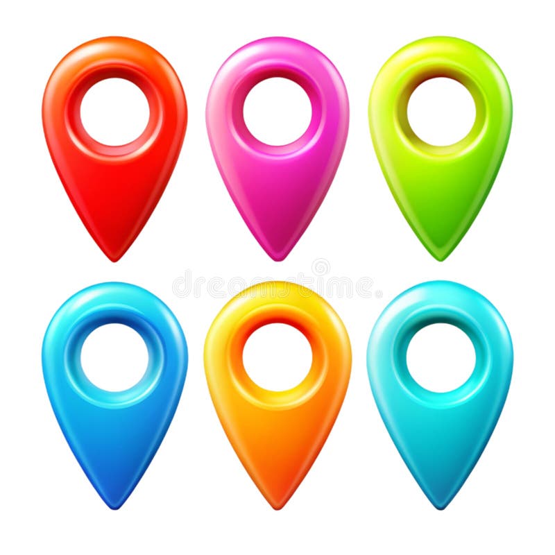 Six Push Pin Graphics in Different Colors Stock Image - Illustration of ...