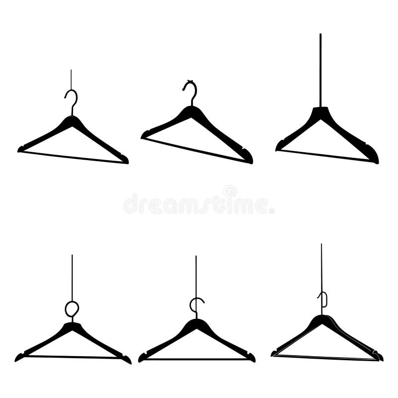 Six Black Triangle Coat Hangers in Various Orientations Stock Vector ...