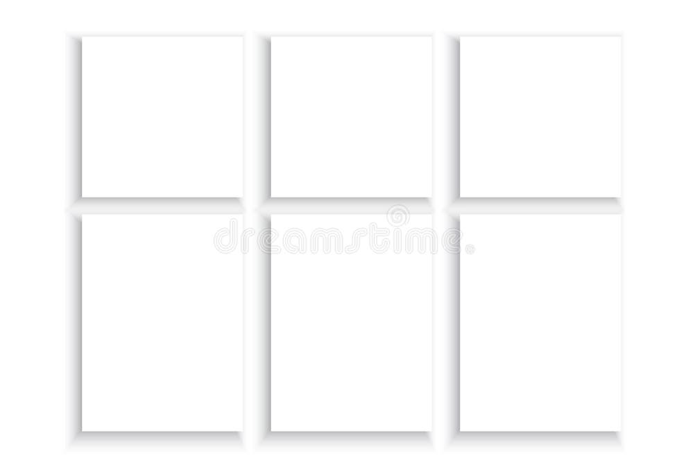 Six Blank Squares. Minimalistic White Grid. Empty Geometric Layout ...