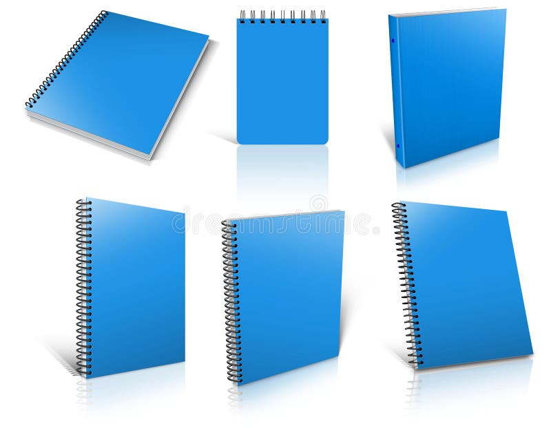 Six Blue Spiral Blank Notepad on White. Stock Illustration ...