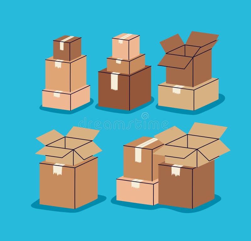 Six boxes piles stock vector. Illustration of pile, distribution ...