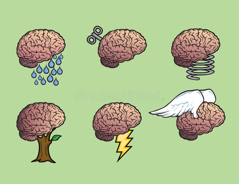 Six brains illustration stock vector. Illustration of colourful - 3102596