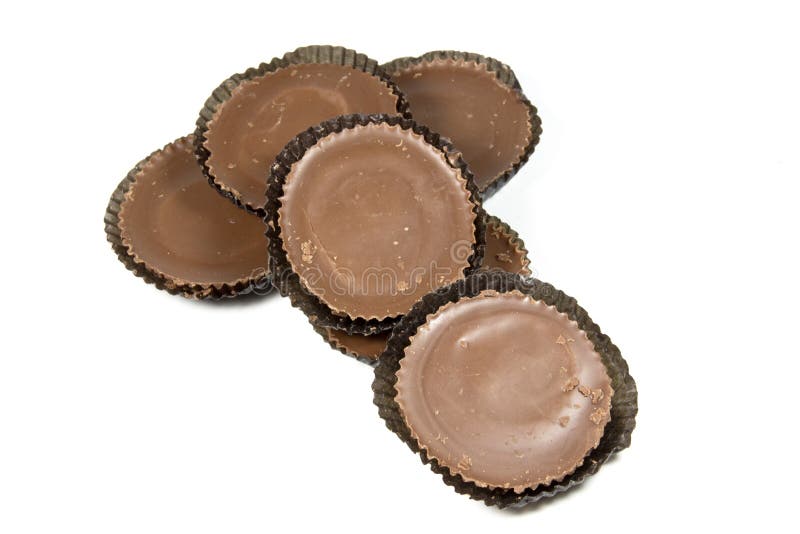 Six Brown Circular Chocolates in Protective Papers Stock Image - Image ...