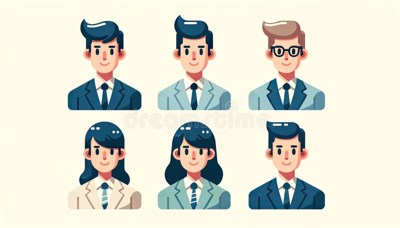 Six Business Avatars in Clean Flat Design AI Generated Stock ...
