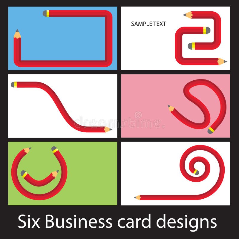 6 pencil bus cards stock vector. Illustration of message - 29779202