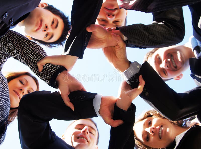 Six Businesspersons Holding Their Hands Together Stock Image - Image of ...