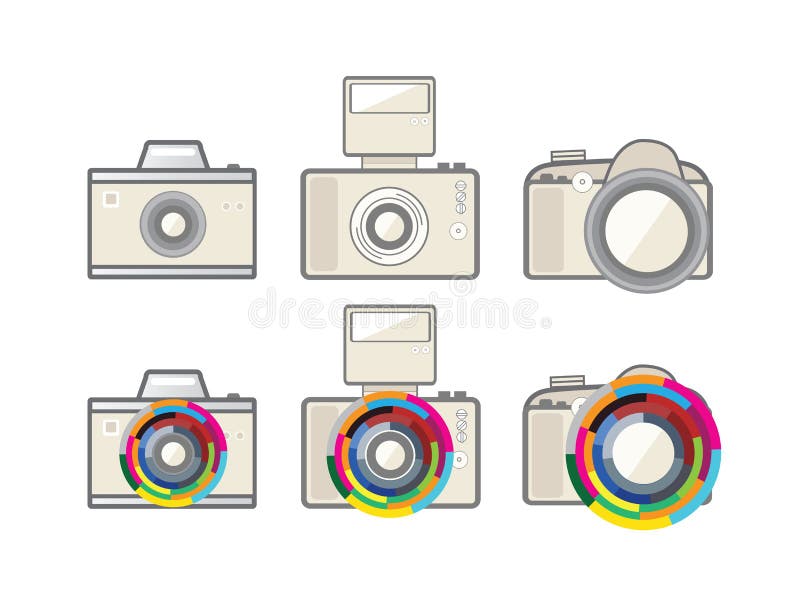 Six Camera with Colourful Zoom Stock Vector - Illustration of design ...