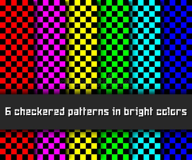 Six checkered patterns stock vector. Illustration of checkerboard ...