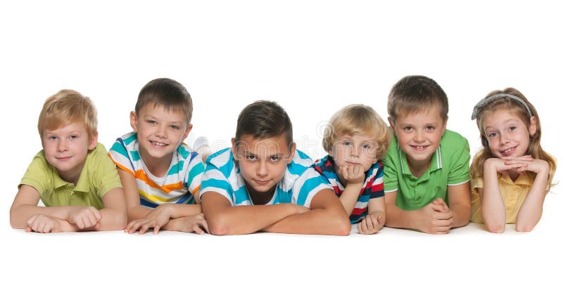 Six children stock image. Image of male, european, lying - 34923593