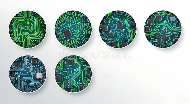 Circuit Board Roundels Showcasing Electronic Texture and Technological ...