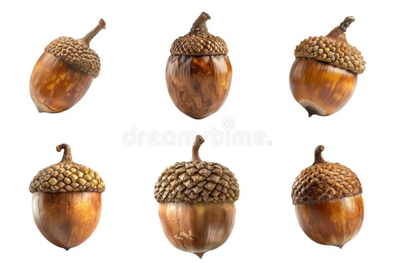 Six Close-Up Images of Acorns with Different Angles and Lighting Stock ...