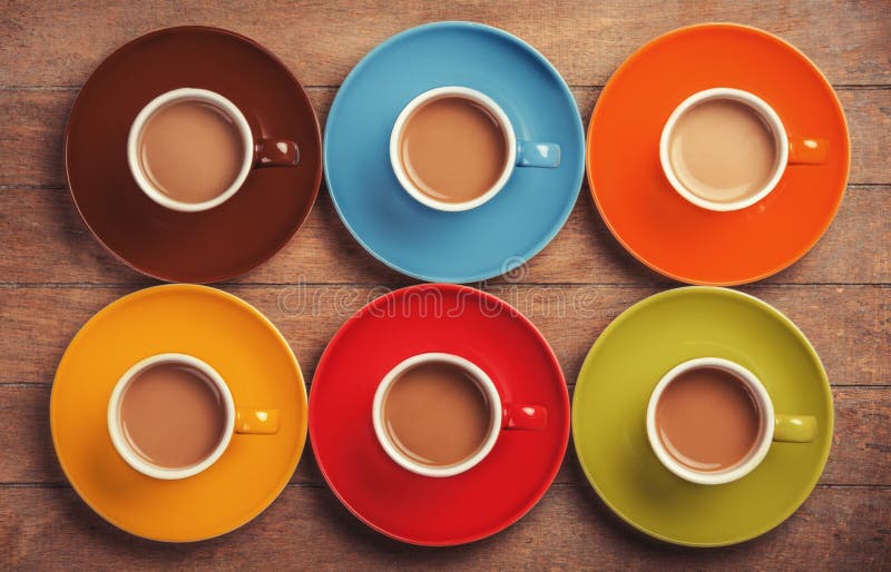 Six color cups stock photo. Image of cappuccino, orientation - 38934710