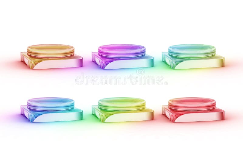 Six of Color Glass Stands for Products Display Stock Illustration ...