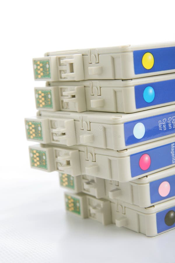 Six Color Inkjet Printer Cartridge Stock Photo - Image of utensil, cyan ...