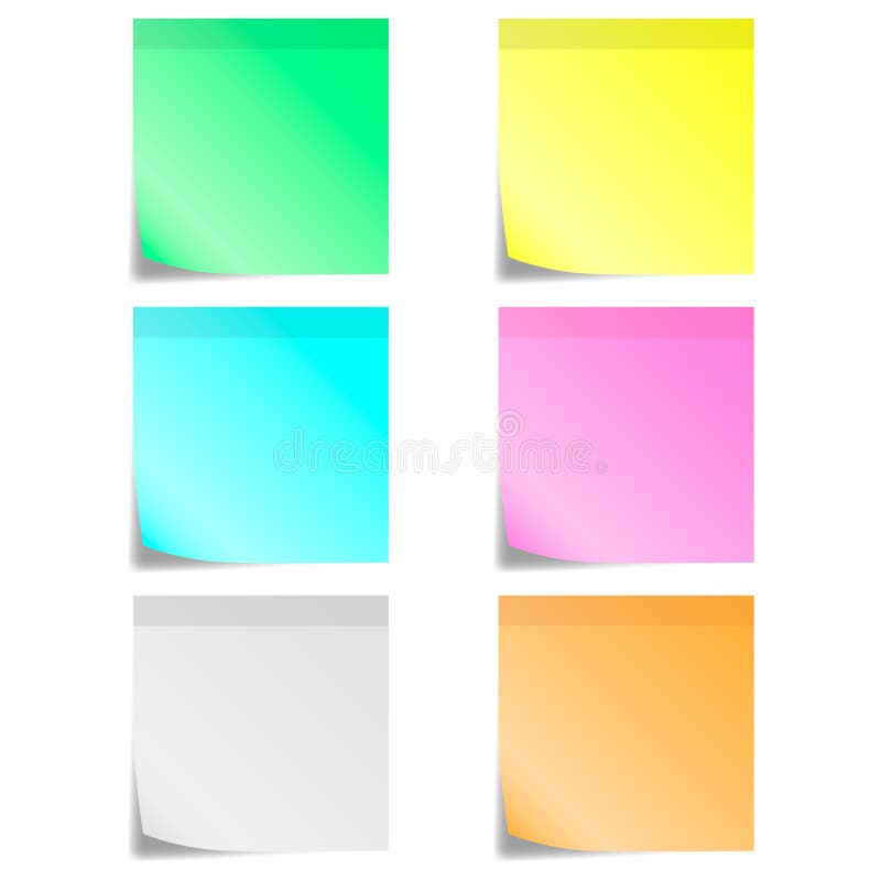 Six Color of Sticky Notes and Strip. a Vector Illustration Stock Vector ...