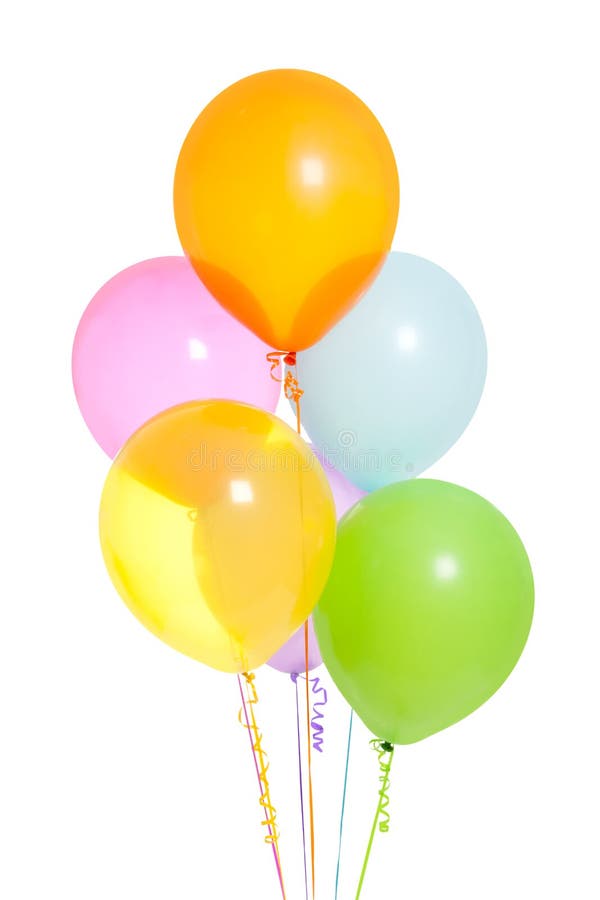 Six Colorful Balloons Isolated Stock Image - Image of purple, celebrate ...