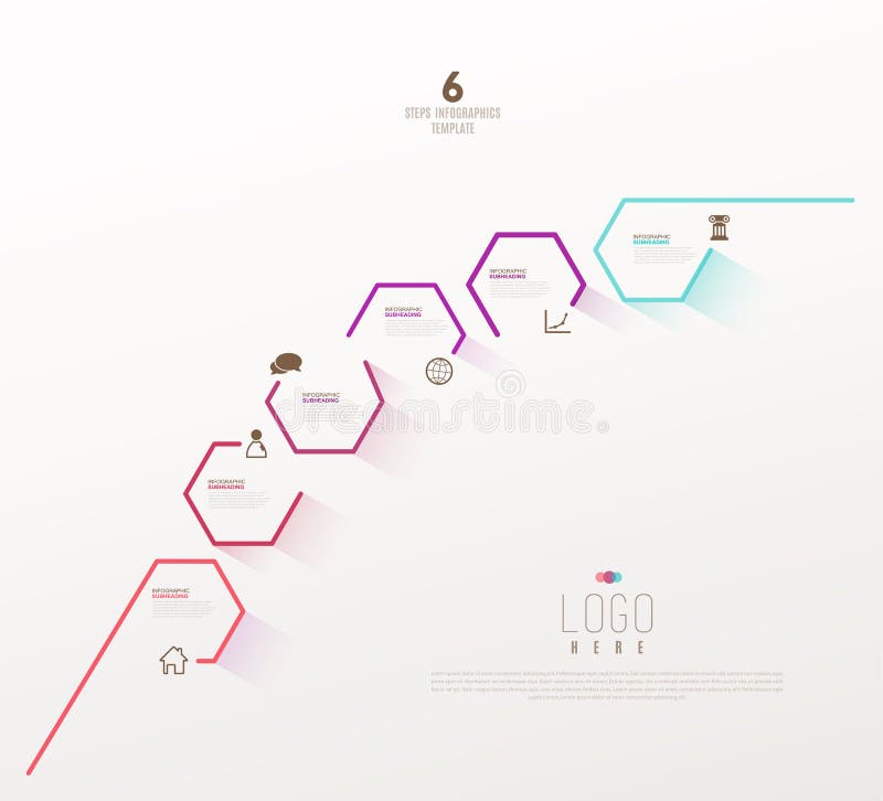 Six Colorful Hexagon Vector Progress Steps Illustration Stock Vector ...