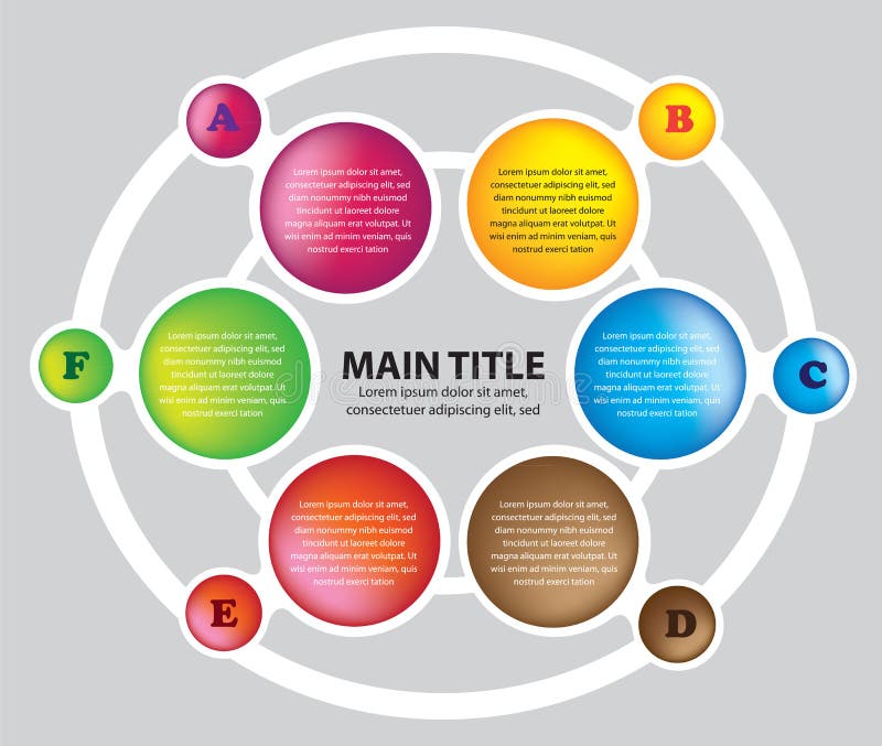 Six Colors Circles Layout with Alphabets Stock Vector - Illustration of ...