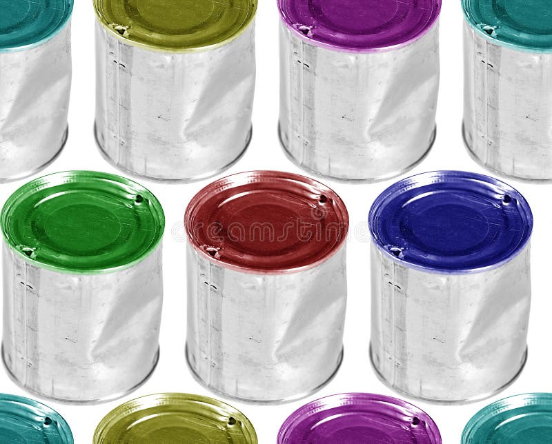 Six Colour Metal Cans stock photo. Image of container - 8574548