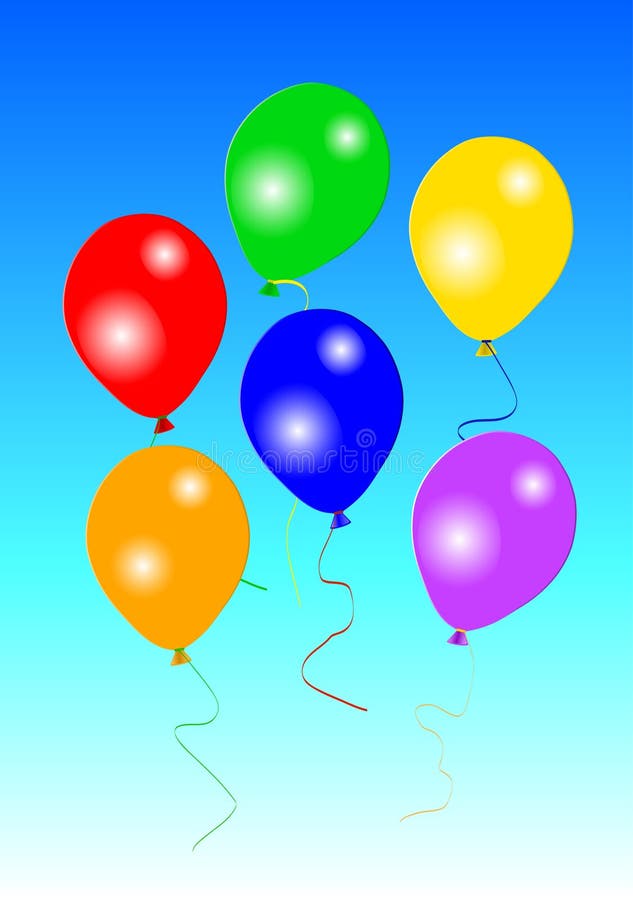 Six Colourful Party Balloons Stock Vector - Illustration of dazzling ...