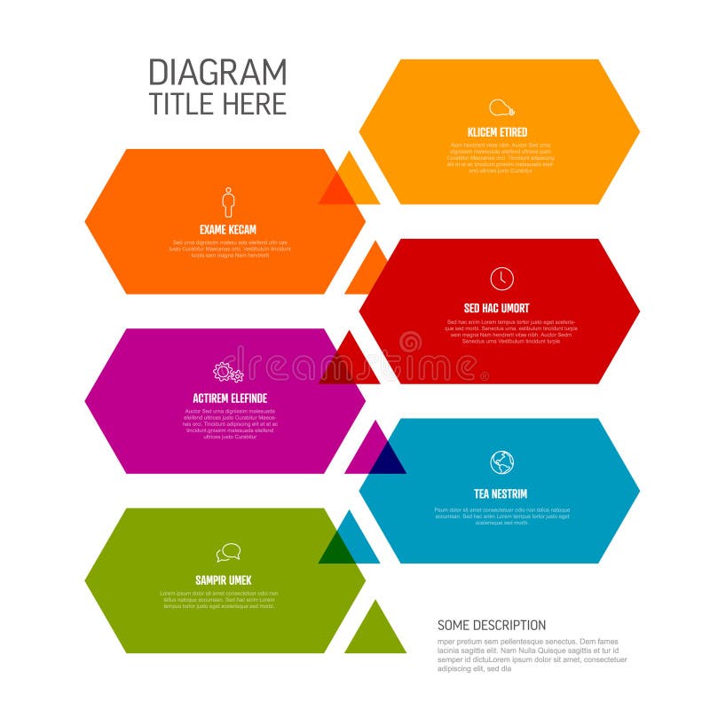 Six Content Rectangles with Triangle Arrows in Six Steps Infographic ...