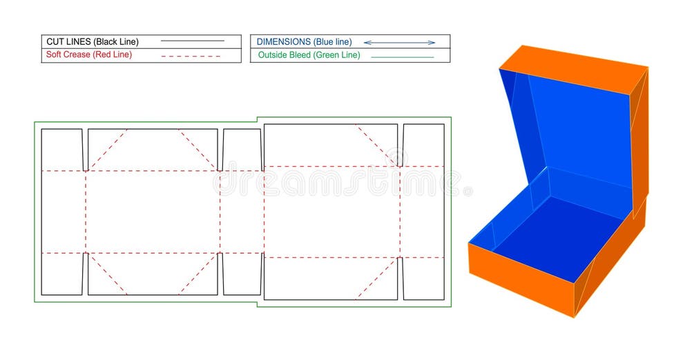 Six Corner Folding Box, 6 Corner Box Die Line Template and Packaging ...