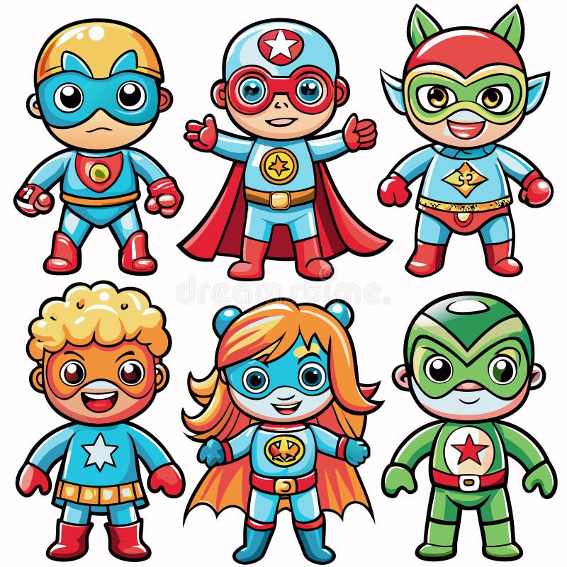 Six Cute Cartoon Superheroes with Different Powers and Personalities ...