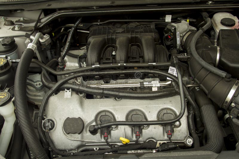 Six Cylinder Car Engine stock image. Image of fuel, double - 54236089