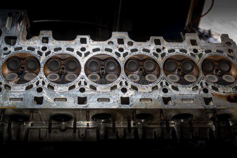 Six Cylinders Head of Engine with Valves Stock Photo - Image of inside ...