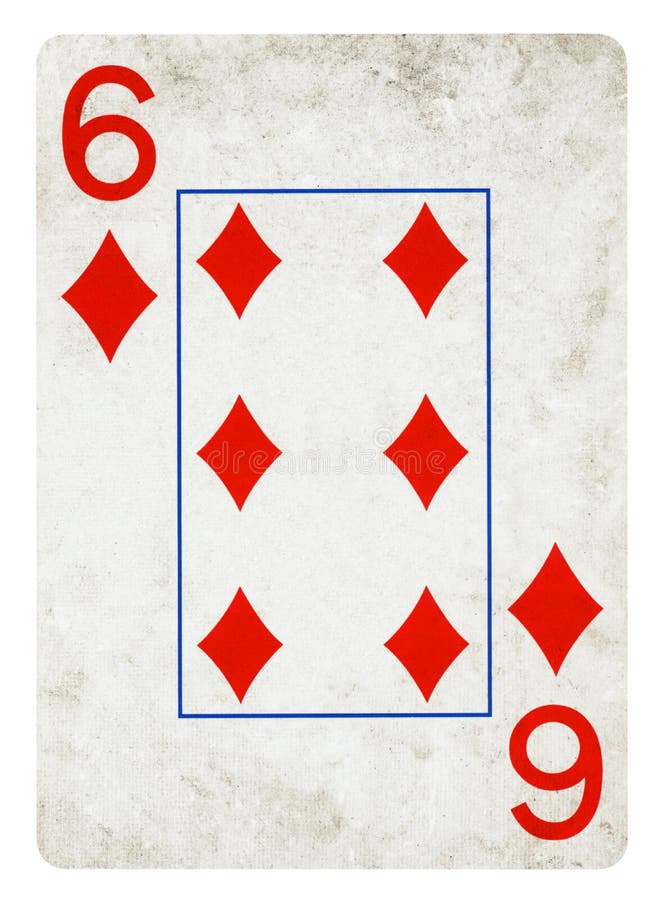 Six of Diamond Vintage Playing Card - Isolated on White Stock Image ...