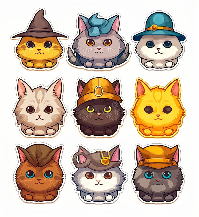 Six Different Cat Stickers with a Horde Sticker Stock Photo - Image of ...