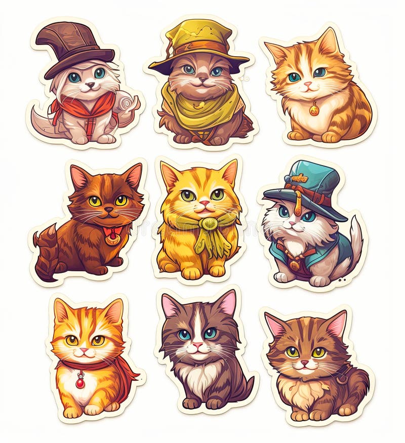 Six Different Cat Stickers with a Horde Sticker Stock Photo - Image of ...