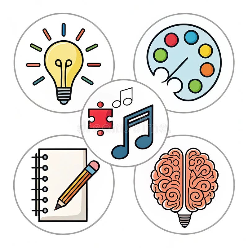 Six Different Creative Mind Icons Stock Illustration - Illustration of ...