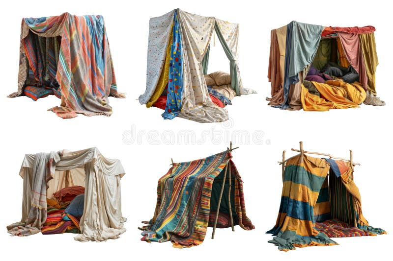 Six Different Fabric Fort Designs Stock Illustration - Illustration of ...
