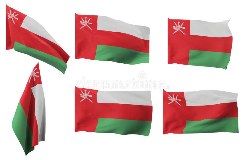 Six Different Flags of Oman Stock Illustration - Illustration of flags ...