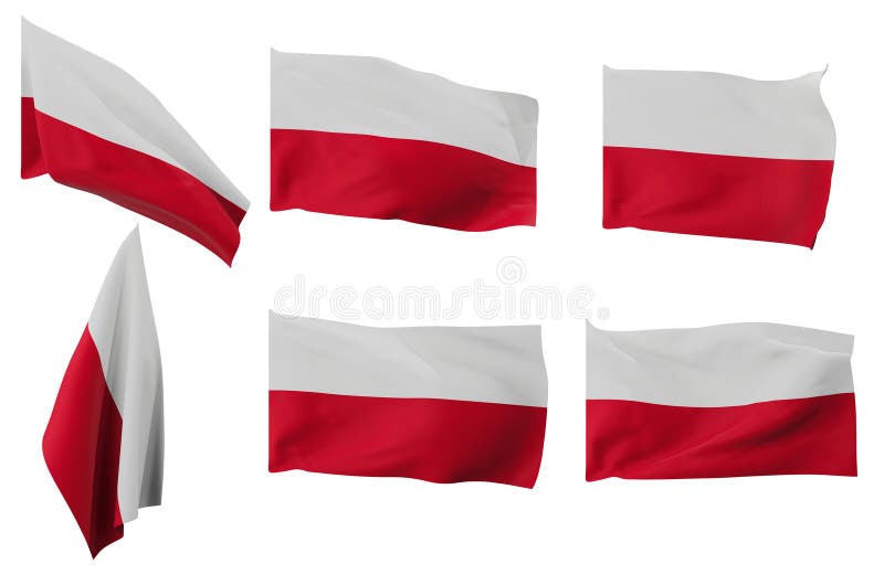 Six Different Flags of Poland Stock Illustration - Illustration of blow ...