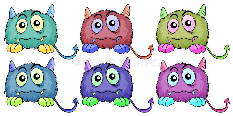 Six different monsters stock vector. Illustration of oblong - 31791587