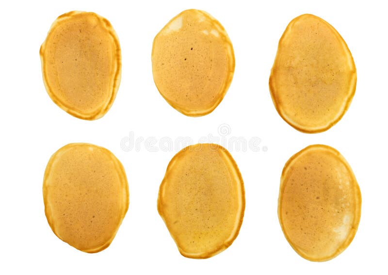 Six Different Pancakes Isolated on White. Top View Stock Image - Image ...