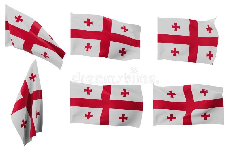 Six Different Positions of the Flag of Georgia Stock Illustration ...