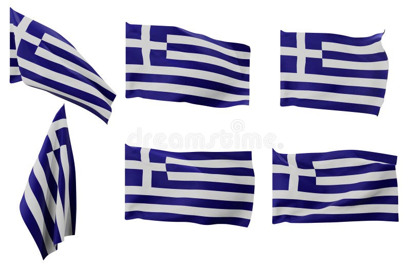Six Different Positions of the Flag of Greece Stock Illustration ...