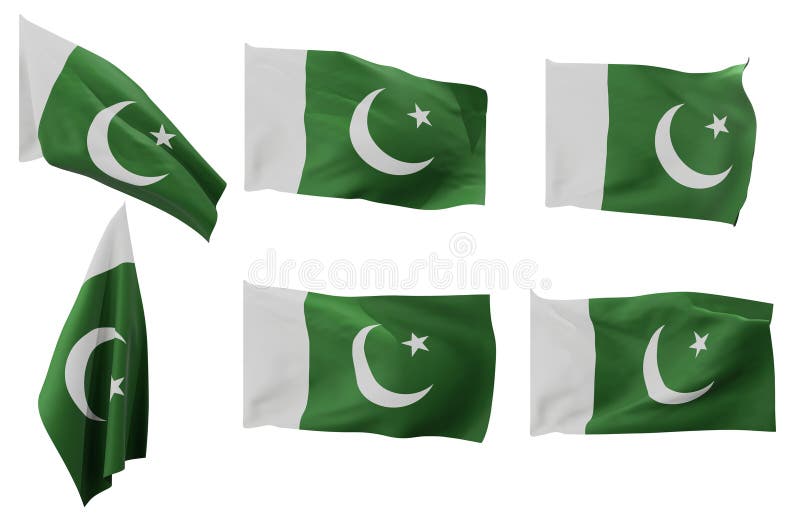 Six Different Positions of the Flag of Pakistan Stock Illustration ...