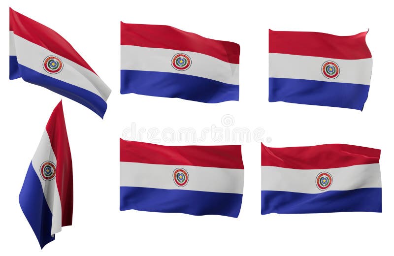Six Different Positions of the Flag of Paraguay Stock Illustration ...