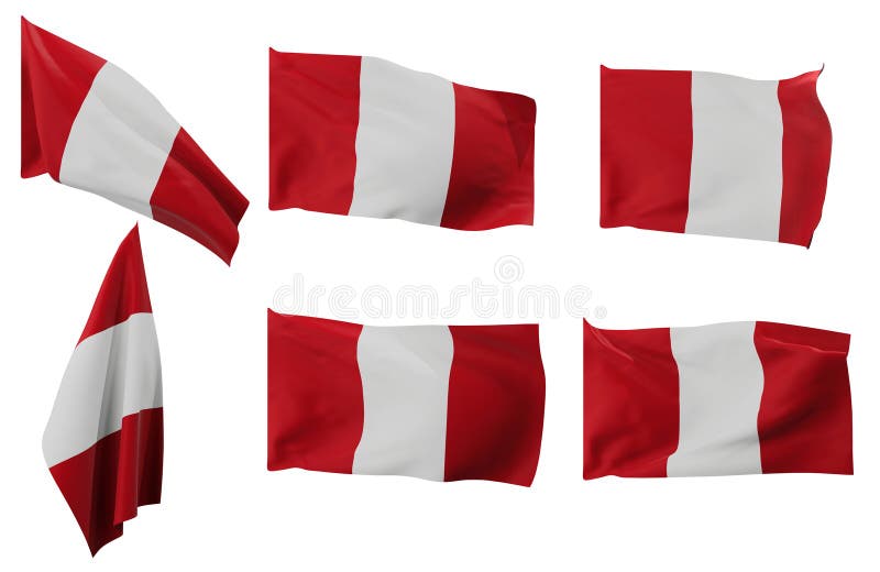 Six Different Positions of the Flag of Peru Stock Illustration ...