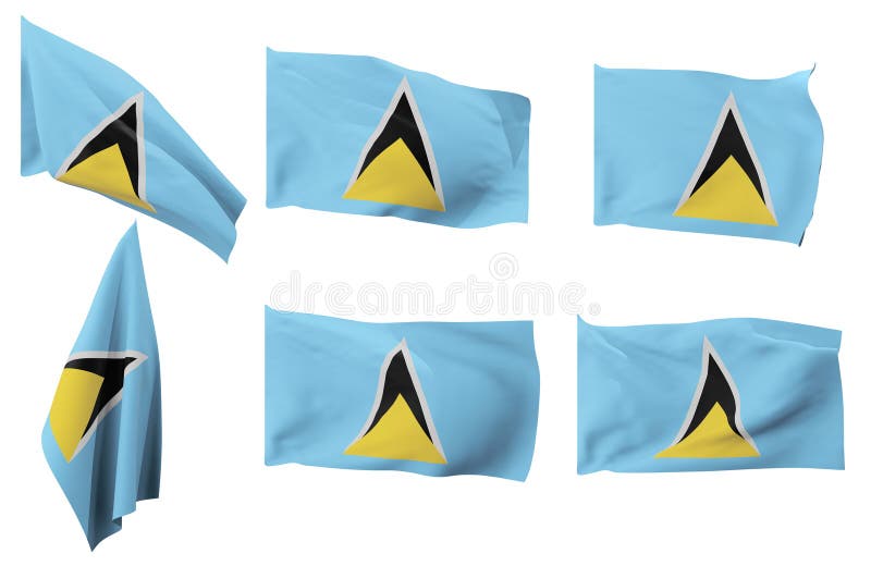 Six Different Positions of the Flag of Saint Lucia Stock Illustration ...